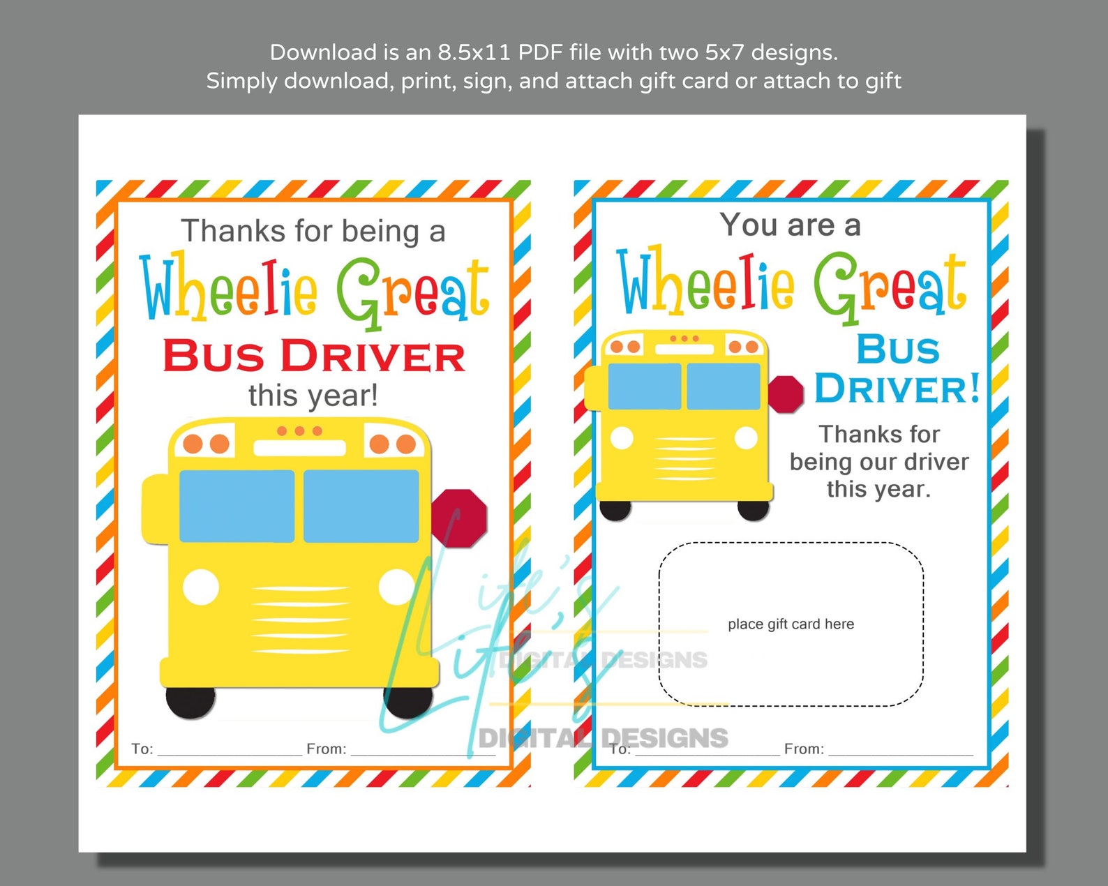 Bus Driver Gift Card Holder and Gift Card to Download and Print ...
