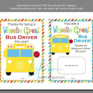 Bus Driver Gift Card Holder and Gift Card to Download and Print ...