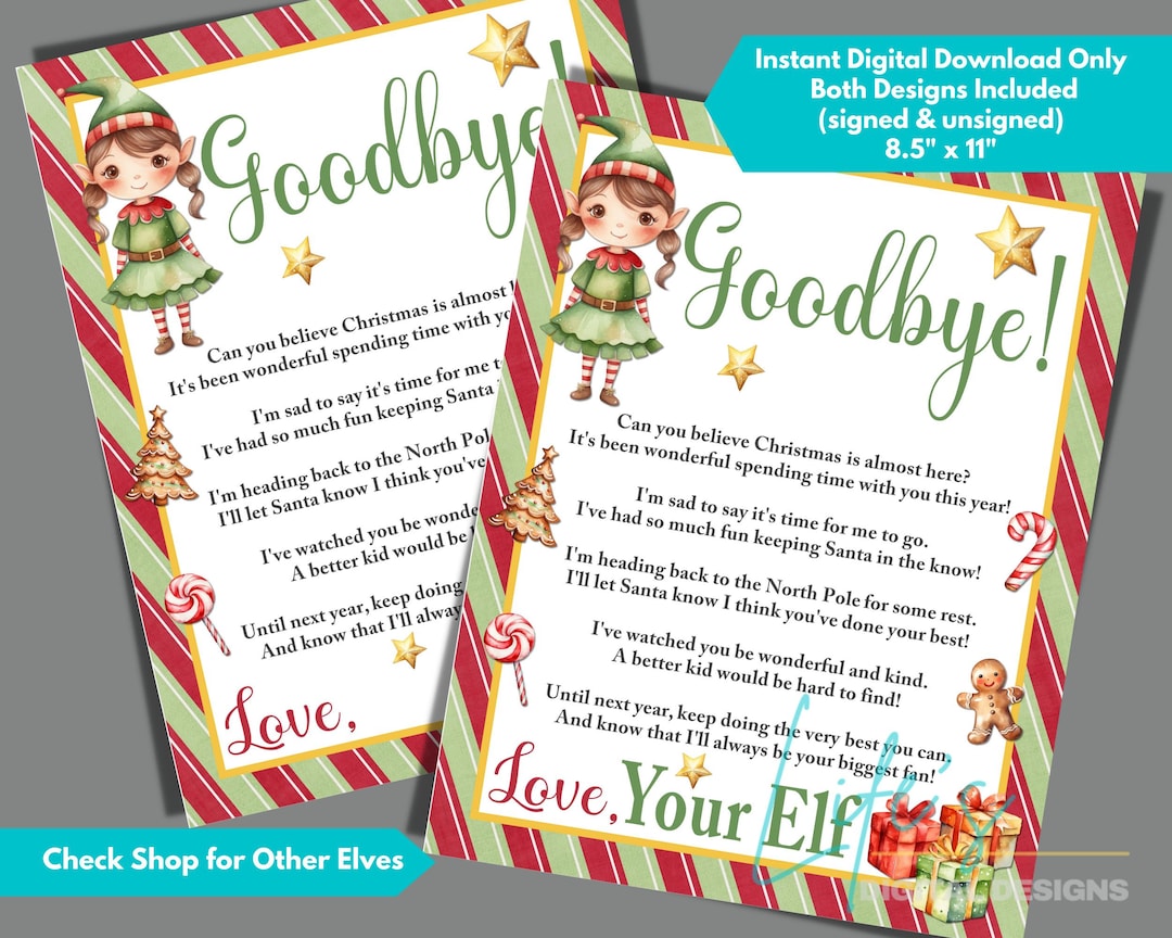 Goodbye Elf Letter to Download and Print, Christmas Elf Letter for Kids ...