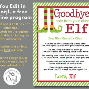 Christmas Elf Letter for Classroom Elf, Goodbye Letter to Edit ...