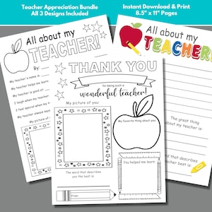 Teacher Appreciation Bundle, All About My Teacher in Color and a ...