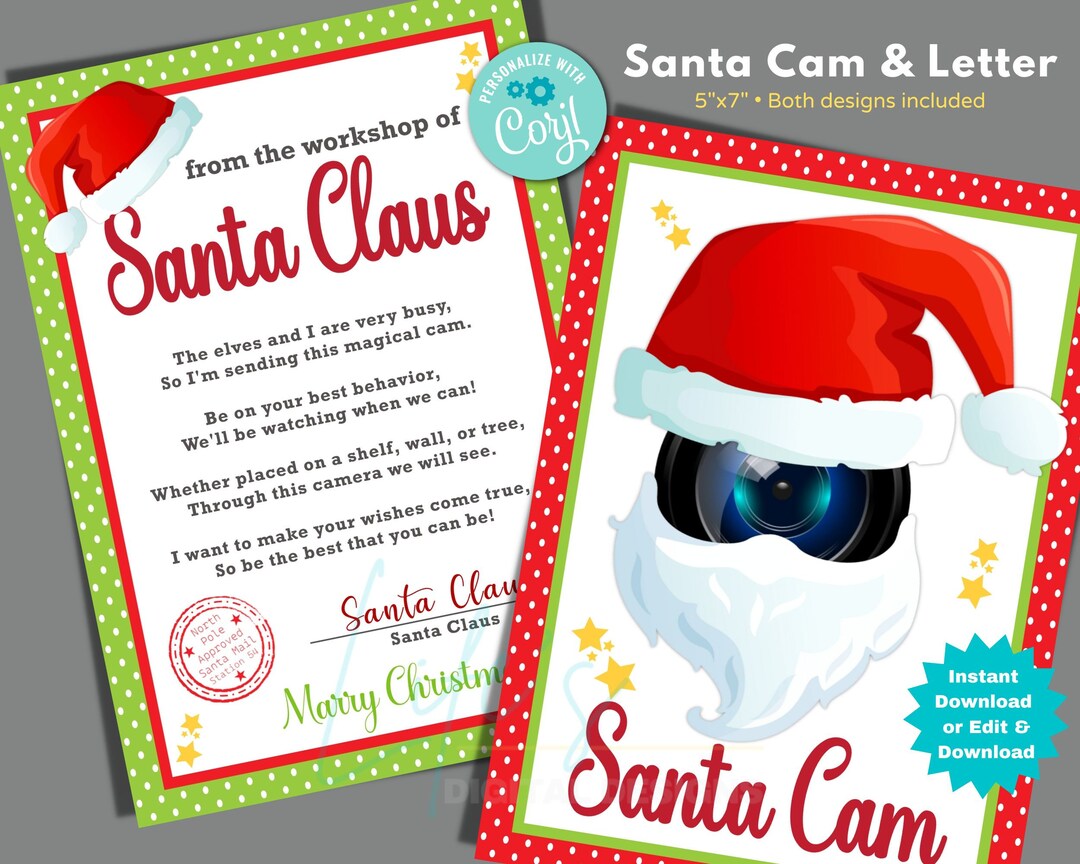 Santa Camera and Letter to Edit in Corjl, Download and Print, Christmas ...