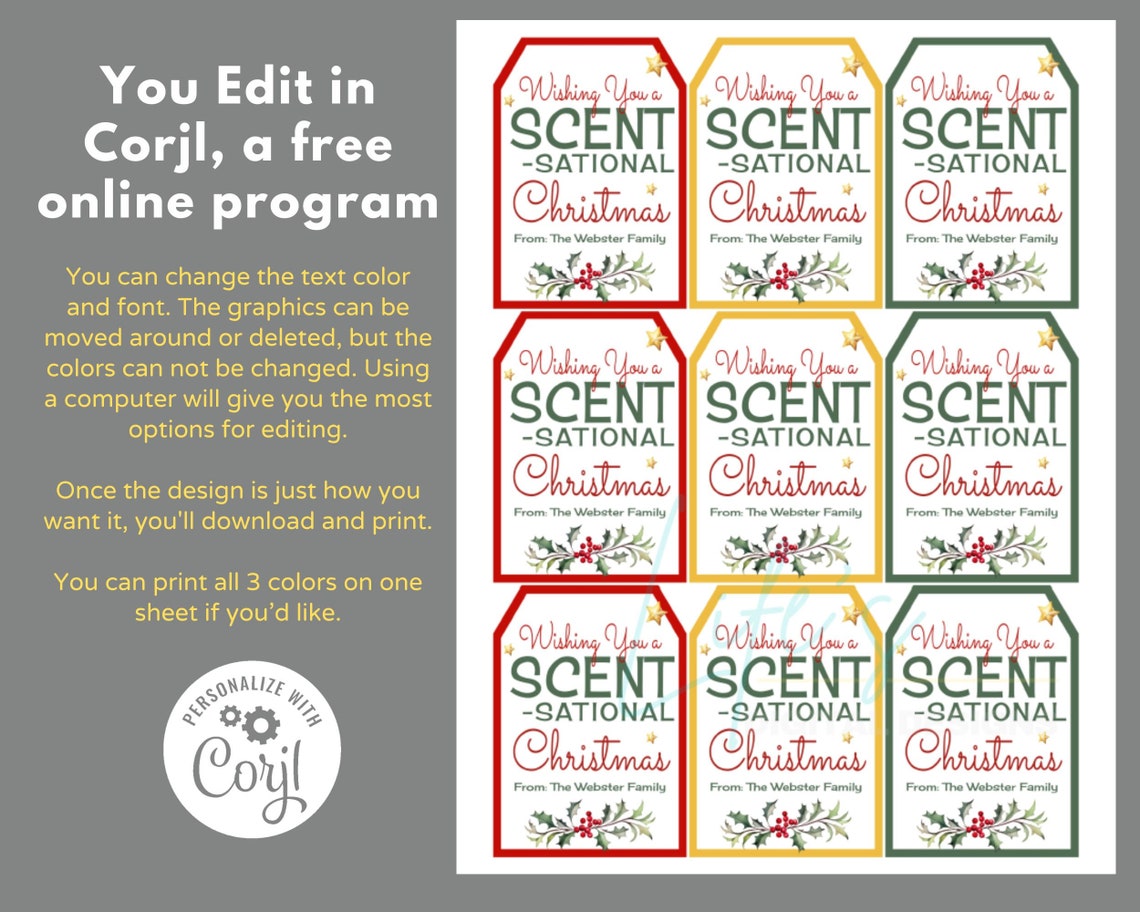 Wishing You a Scentsational Christmas Gift Tag to Edit in Corjl ...
