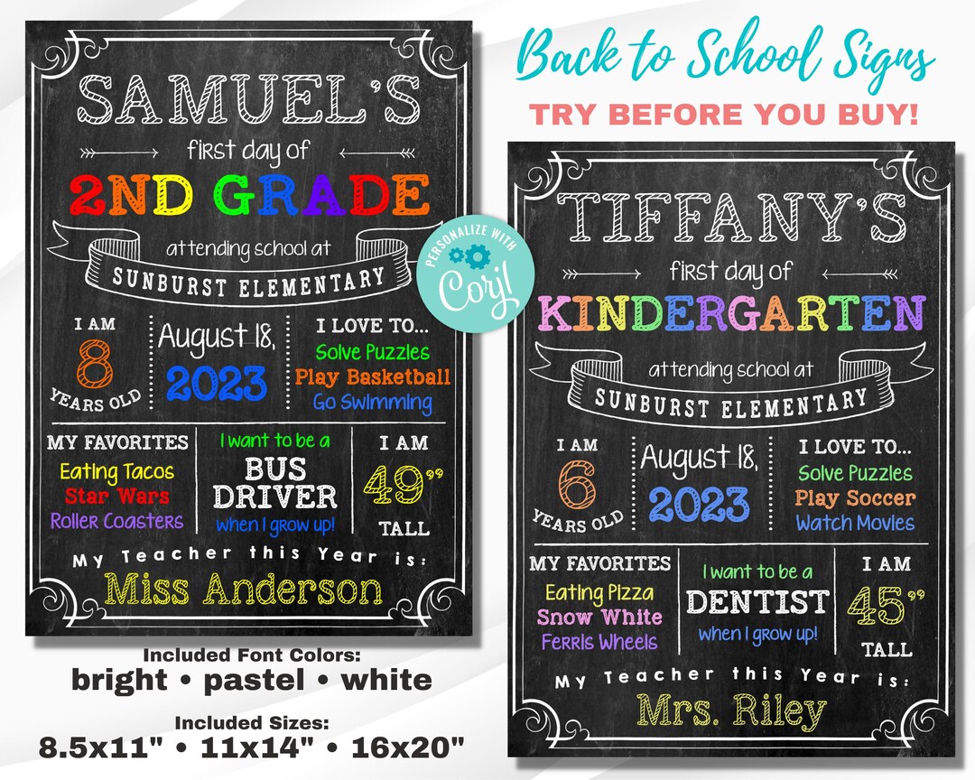 Last Day of School Chalkboard Sign to Edit, Download and Print, First ...