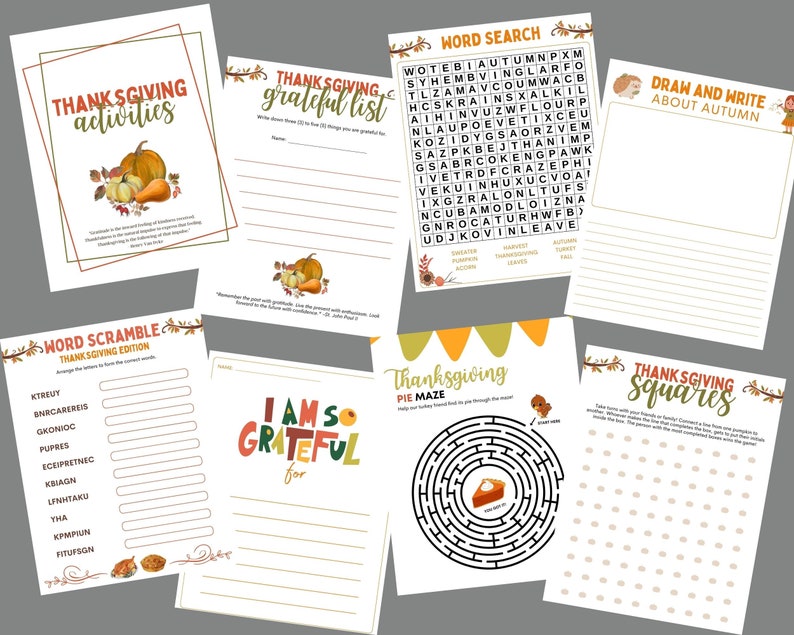 Thanksgiving Activities and Coloring Pages Bundle to Download and Print ...
