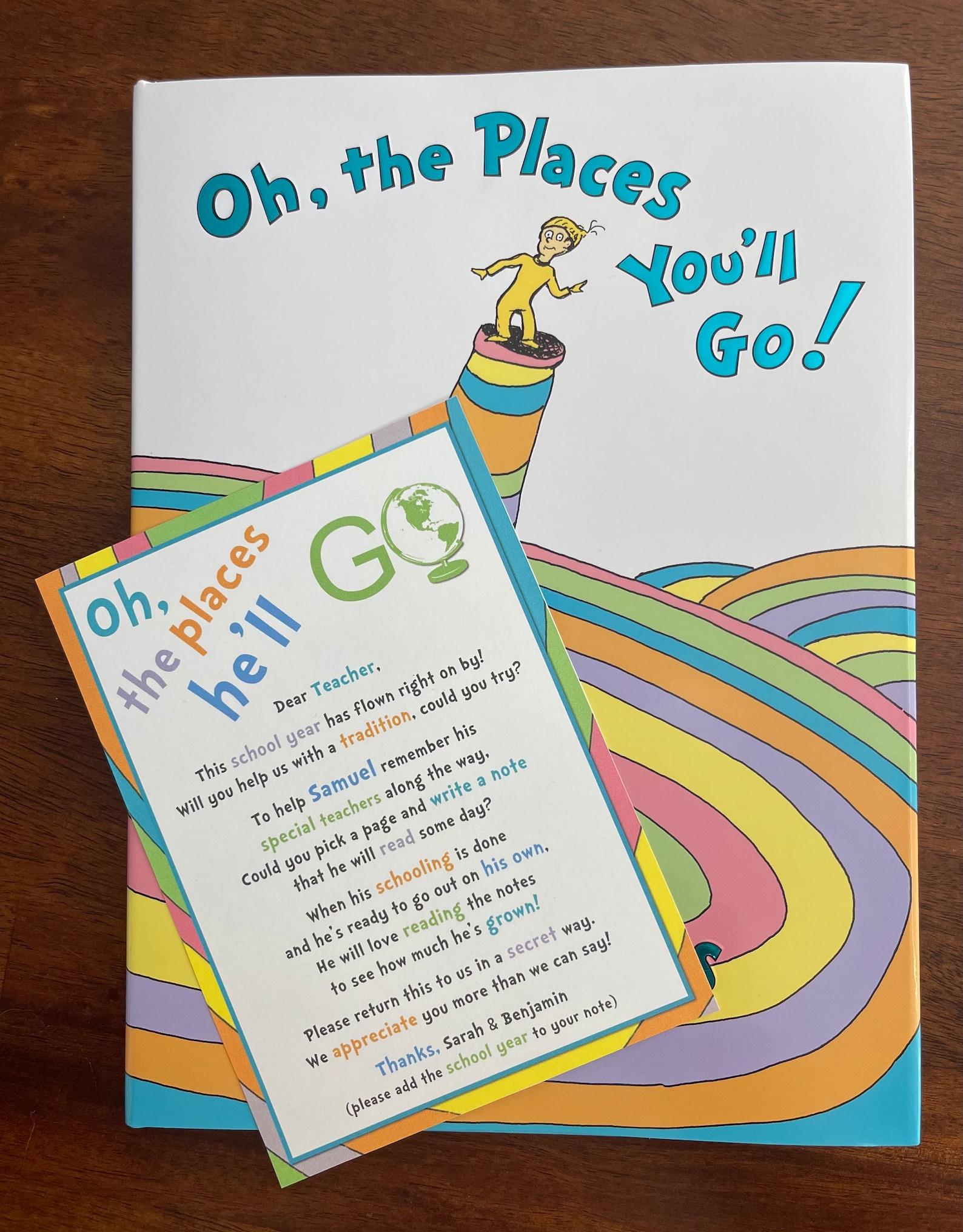 Oh the Places You'll Go Book Letter Instructions for Teachers Sign Book ...