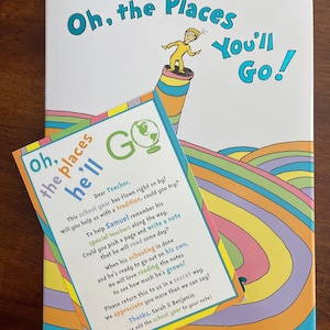 Oh the Places You'll Go Book Letter Instructions for Teachers Sign Book ...