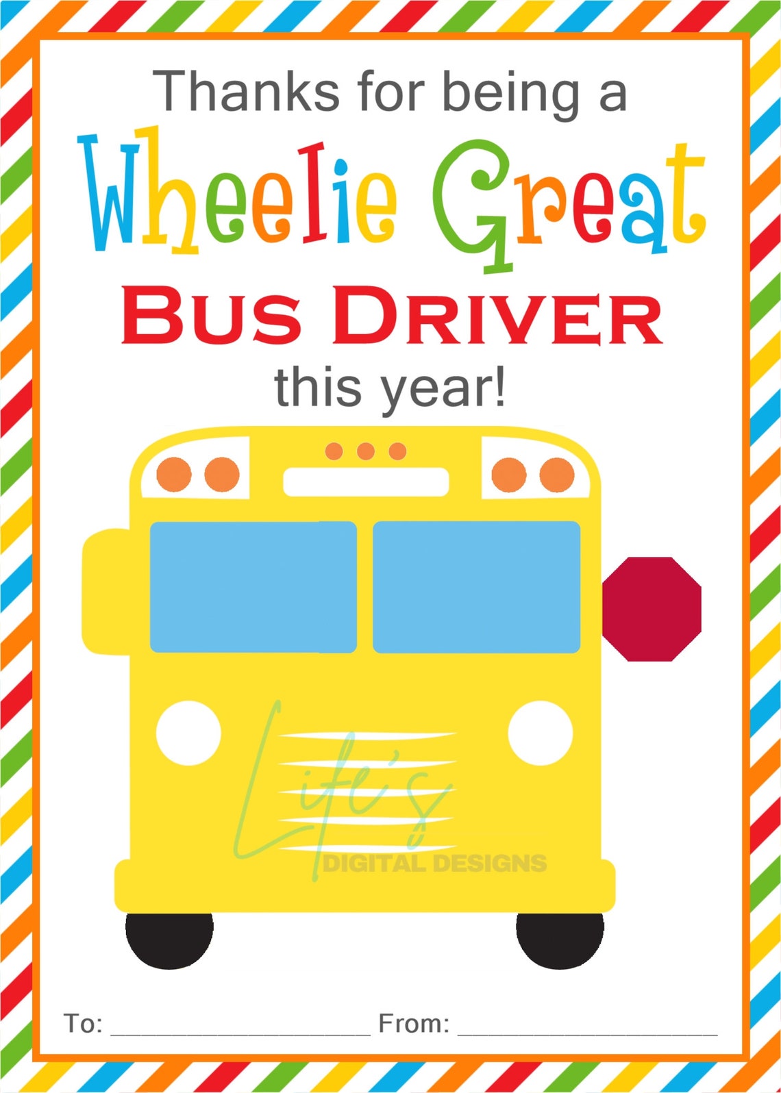 Bus Driver Gift Card Holder and Gift Card to Download and Print ...
