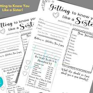 Ministering Sister Getting to Know You Questionnaire to Download and ...
