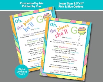 Oh the Places You'll Go Book Instruction Letter for Teachers Sign Book ...