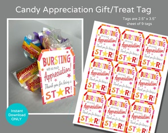 Teacher Appreciation Week Mint Candy Tags to Download and Print, School ...