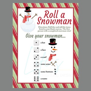 Roll a Snowman Game to Download and Print, Christmas Party Game for ...