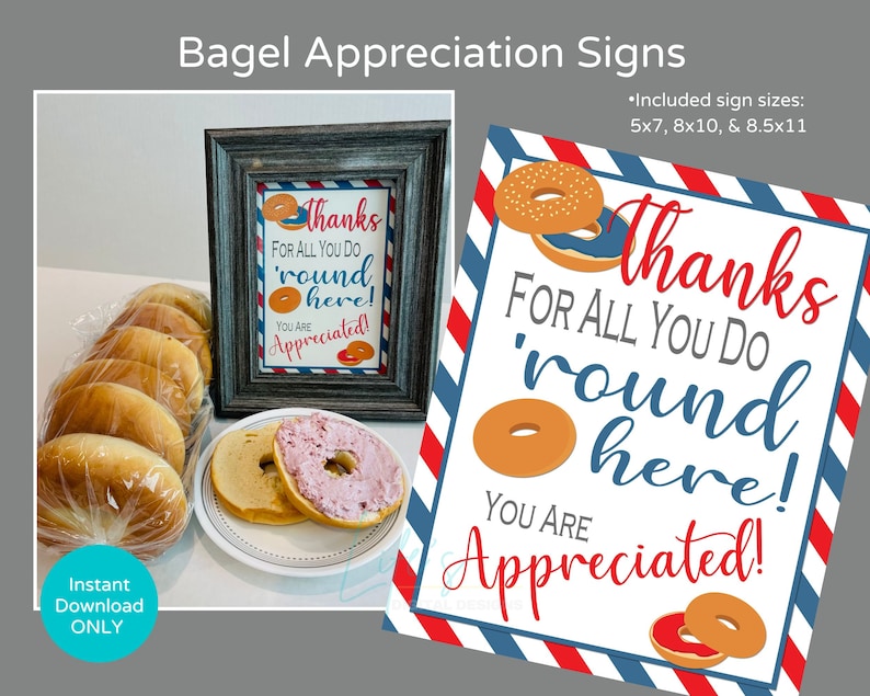 Teacher Appreciation Week Bagel Signs to Download and Print - Etsy