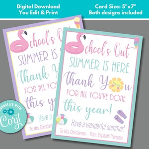 End of School Year Teacher Card to Edit Download and Print School's Out ...