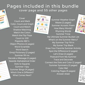 Summer Activity Bundle for Kids to Download & Print, Summer Printables ...