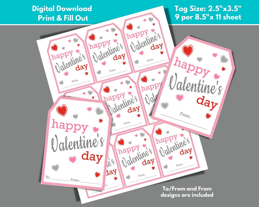 Happy Valentine's Day Gift Tags to Download and Print Valentine's Day ...
