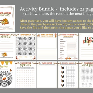 Thanksgiving Activities and Coloring Pages Bundle to Download and Print ...
