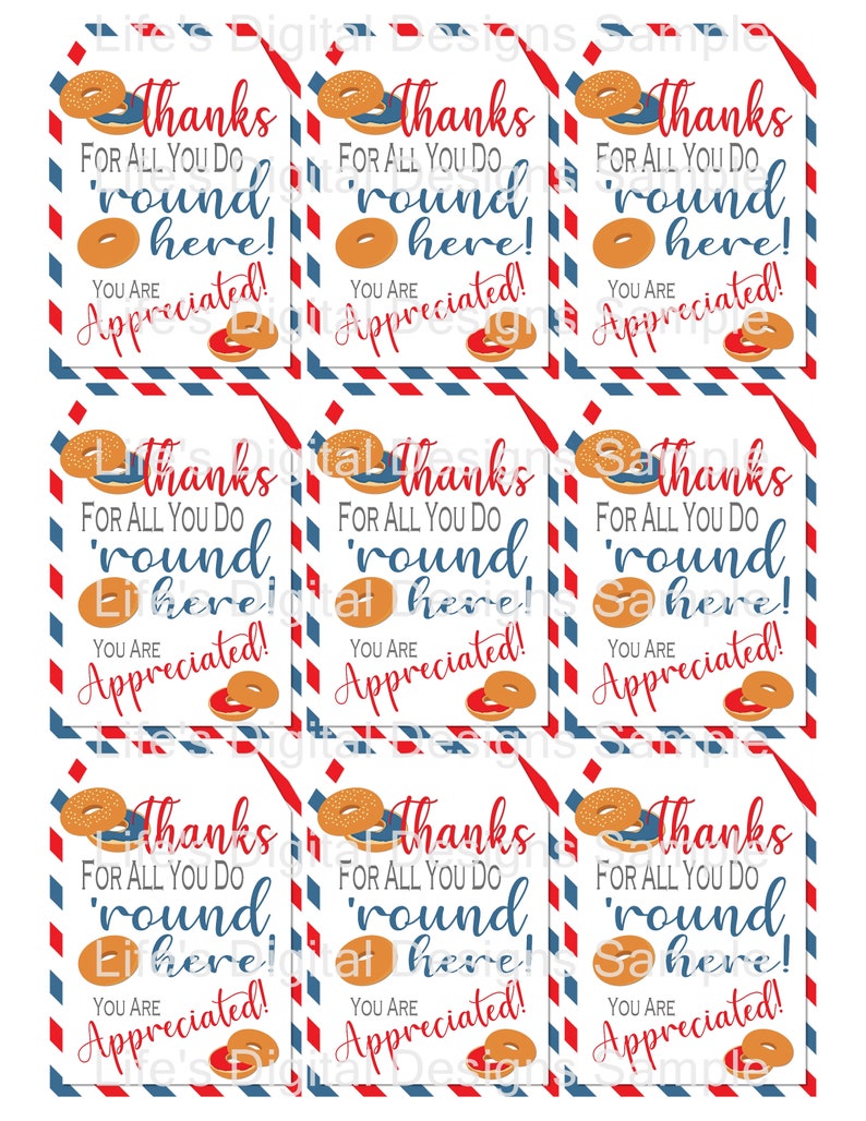 Teacher Appreciation Week Bagel Tags to Download and Print, School and ...