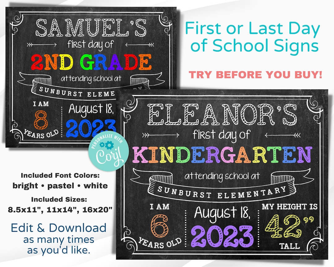 Last Day of School Chalkboard Sign to Instantly Edit in Corjl, Download ...