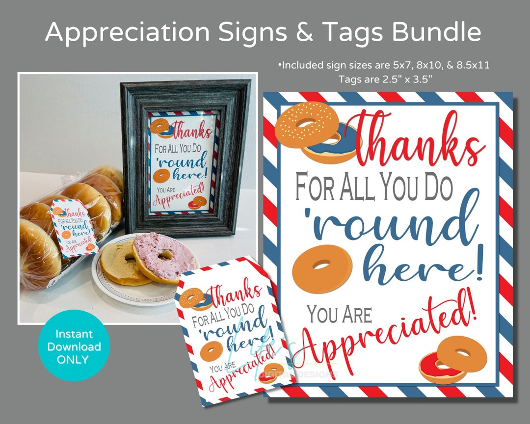 Teacher Appreciation Week Bagels Sign and Tag Bundle to Download and ...