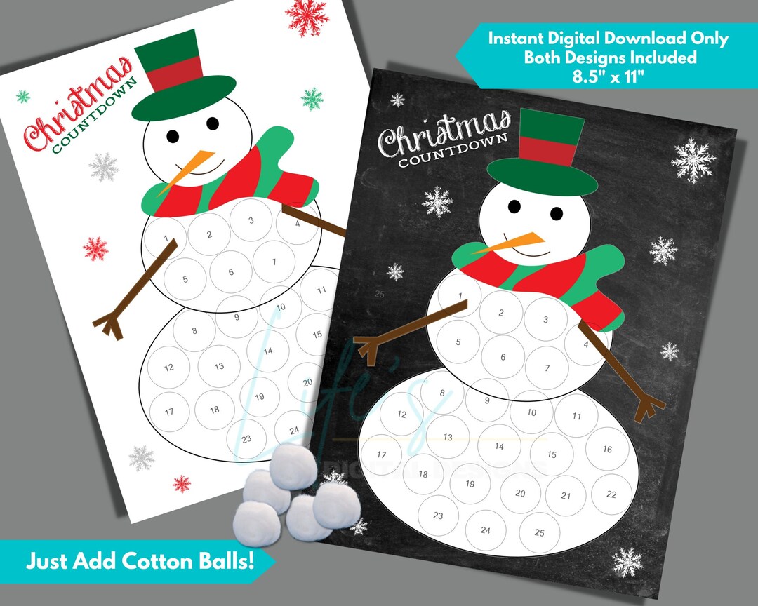 Snowman Countdown to Christmas to Download and Print, Snowman Christmas ...