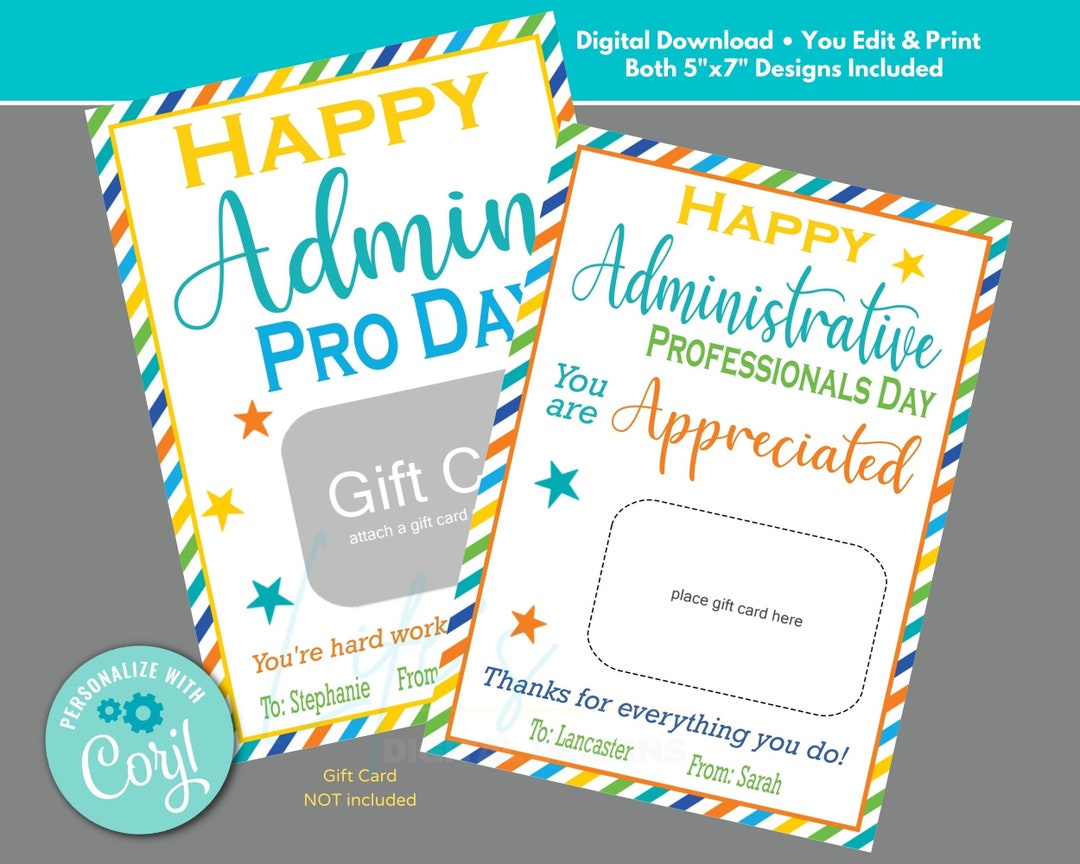 Administrative Professionals Day Gift Card Holder to Edit, Download and ...