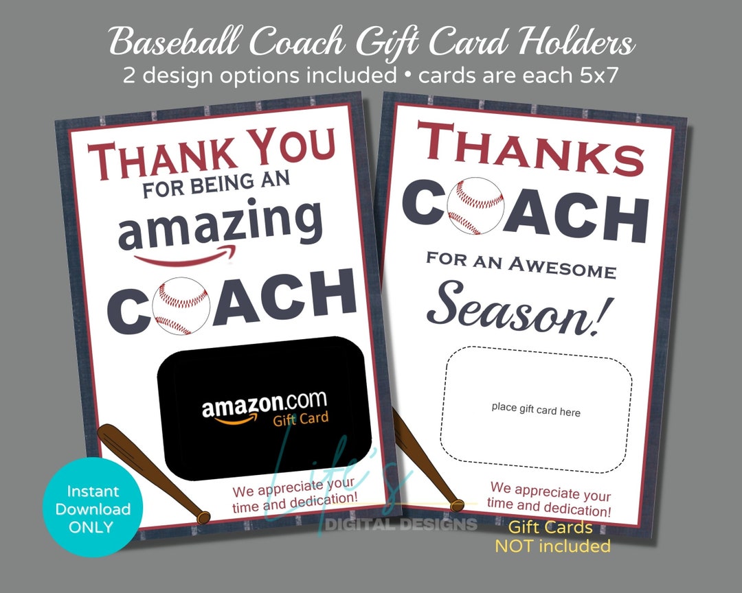 Baseball Coach Amazon Gift Card Holder to Download and Print, Thanks ...