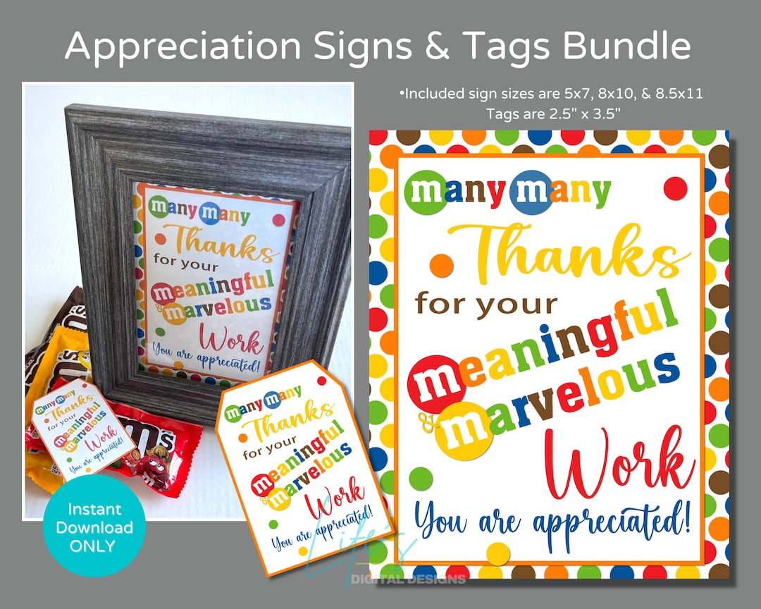 Teacher Appreciation Week M&M Candy Sign and Tag Bundle to Download and ...