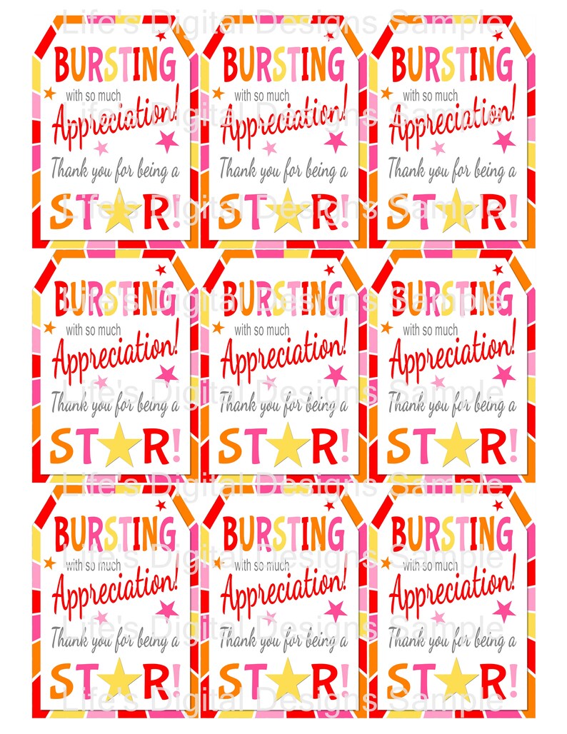 Teacher Appreciation Week Bursting With Appreciation Signs and Tag ...