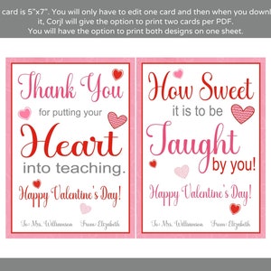 Teacher Valentine's Day Cards to Edit Download and Print How Sweet It ...