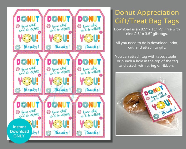 Teacher Appreciation Week Donut Treat Tags to Download and - Etsy