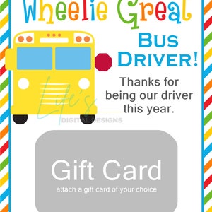 Bus Driver Gift Card Holder and Gift Card to Download and Print ...