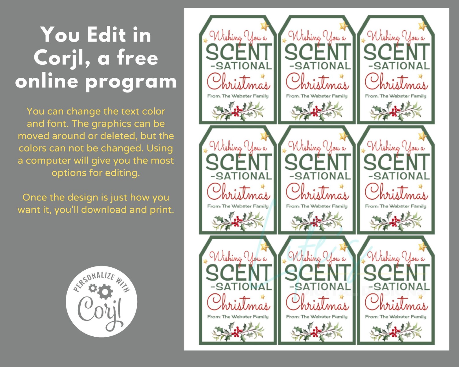 Wishing You a Scentsational Christmas Gift Tag to Edit in Corjl ...