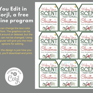 Wishing You a Scentsational Christmas Gift Tag to Edit in Corjl ...