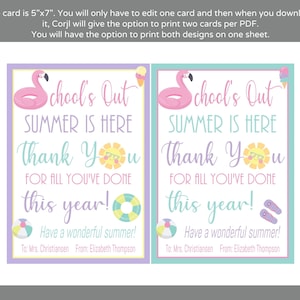 End of School Year Teacher Card to Edit Download and Print School's Out ...