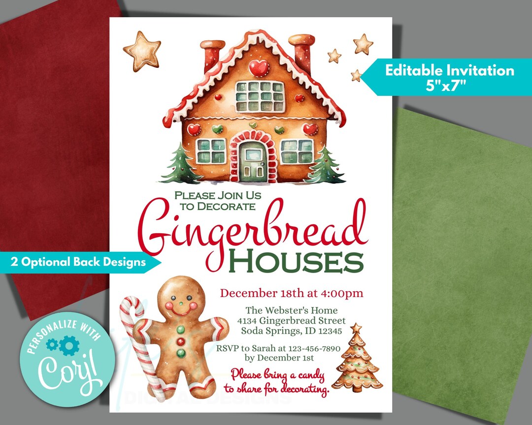 Gingerbread House Decorating Party Invitation to Instantly Edit in ...