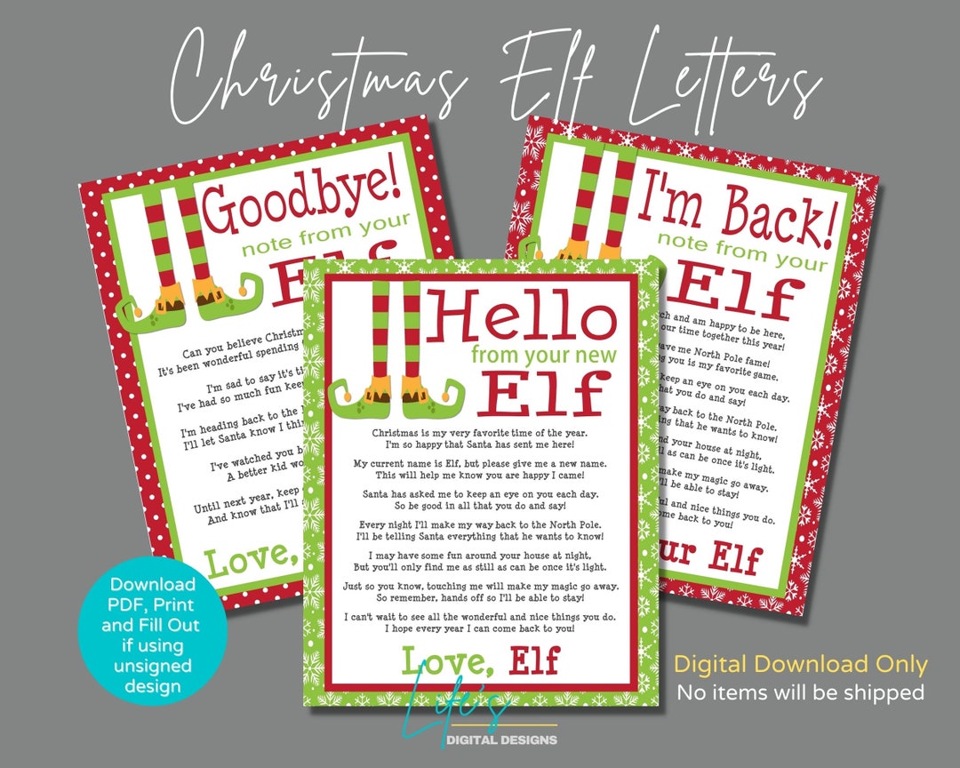 Elf Letter for New Elf, I'm Back, and Goodbye to Download and Print ...