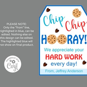 Teacher Appreciation Chip Chip Hooray Gift Tags to Edit in Corjl ...