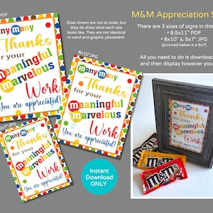 Employee Appreciation M&M Sign to Download and Print for Teacher ...