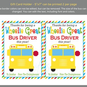 School Bus Driver Gift Card Holder & Card to Edit in Corjl, Download ...