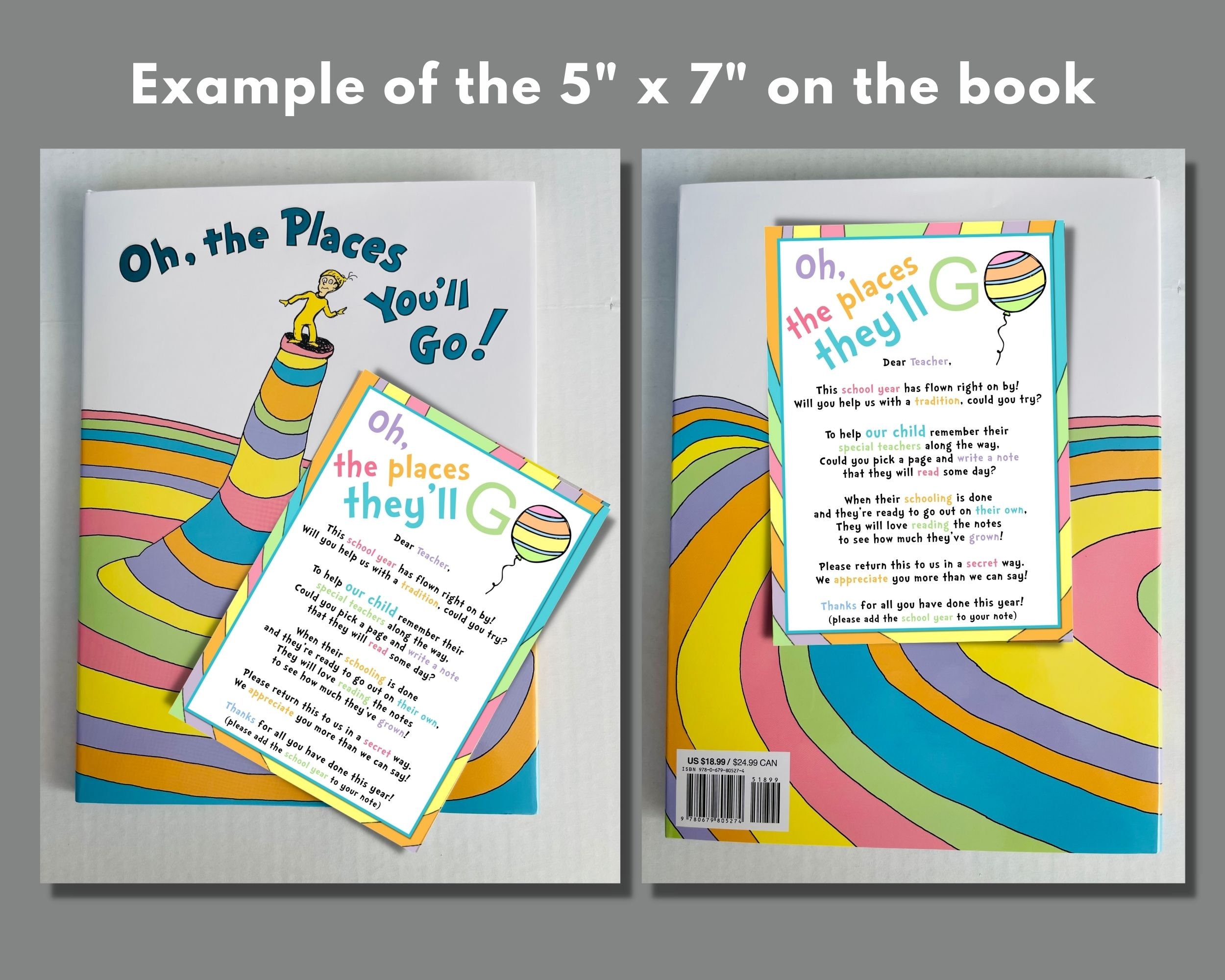 Oh the Places You'll Go Instruction Letter for Teachers to Sign Book ...