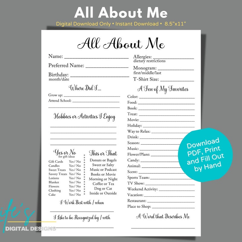 Get to Know You Template - Etsy