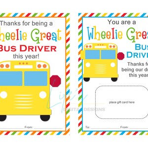 Bus Driver Gift Card Holder and Gift Card to Download and Print ...