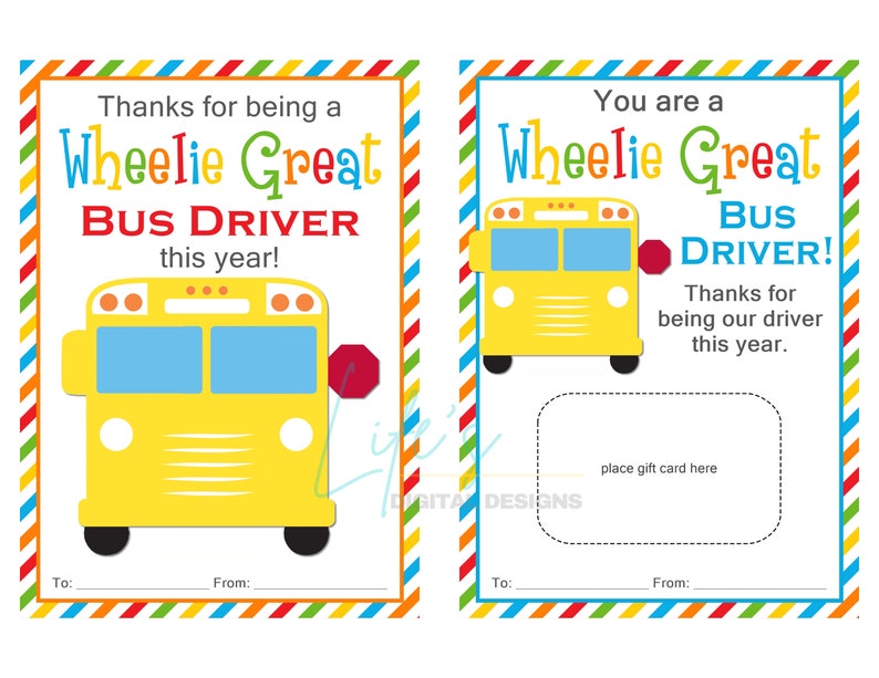 Bus Driver Gift Card Holder and Gift Card to Download and Print ...