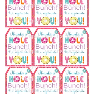 Teacher Appreciation Week Thanks a Hole Bunch Tags to Download and ...