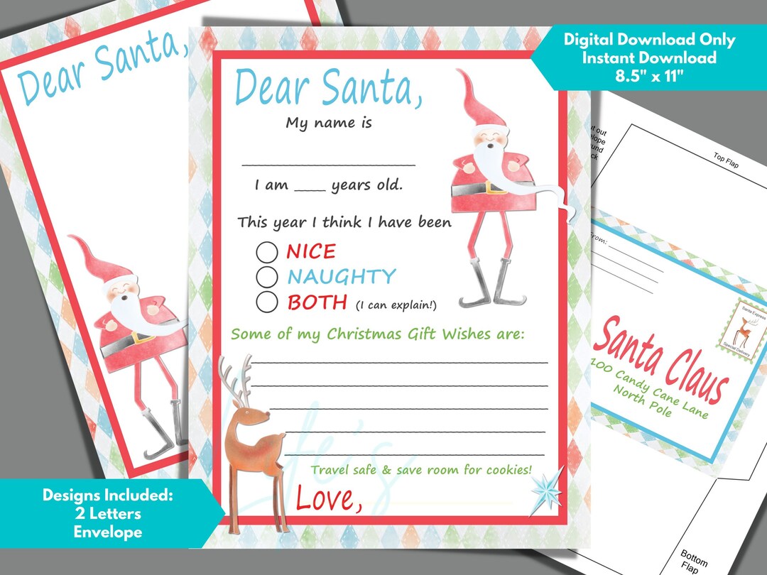 Letter to Santa With Matching Envelope to Download and Print in a ...