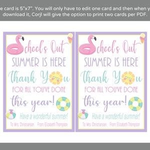 End of School Year Teacher Card to Edit Download and Print School's Out ...