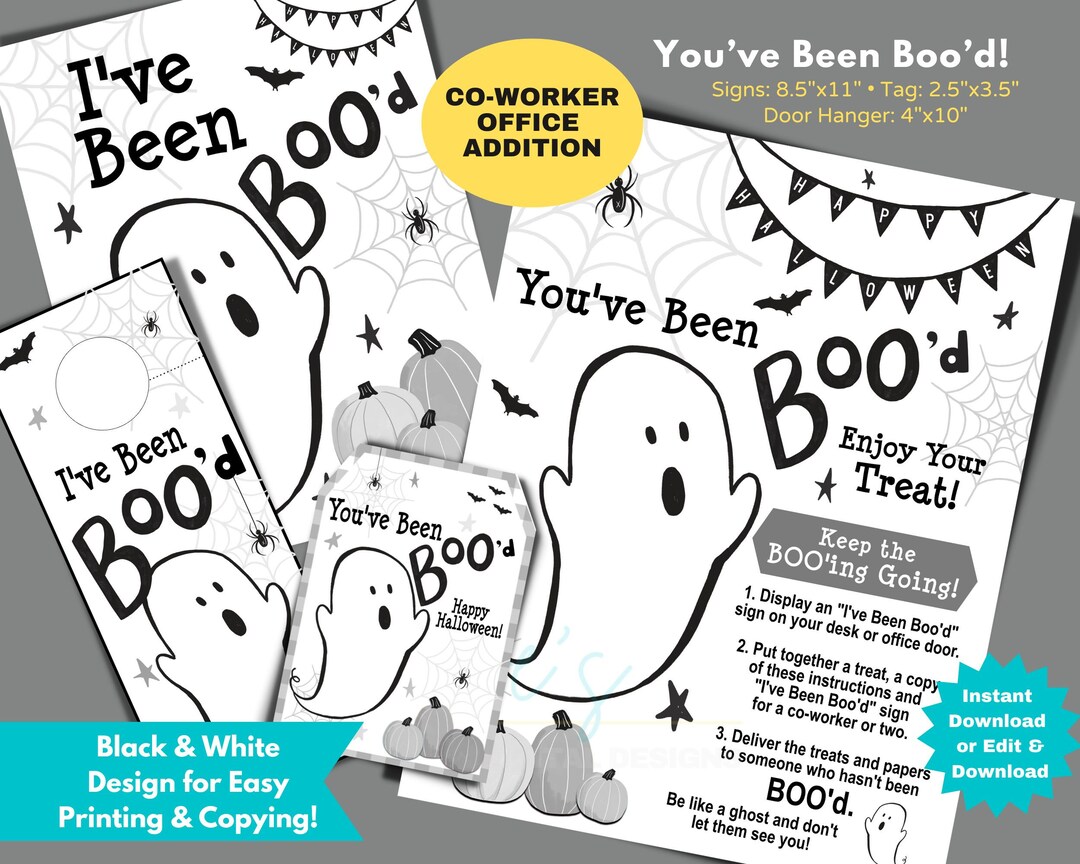 You've Been Boo'd Signs and Tag to Edit in Corjl, Download and Print ...
