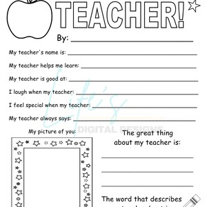 Teacher Appreciation All About My Teacher Coloring Page to Download and ...