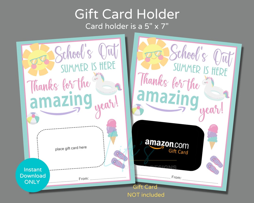 Teacher Appreciation End of School Year Amazon Gift Card Holder to ...